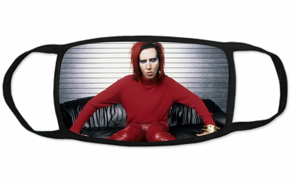 Маска на лицо Marilyn Manson, Мэрилин Мэнсон №7, Взрослая - 20 на 12,5 см