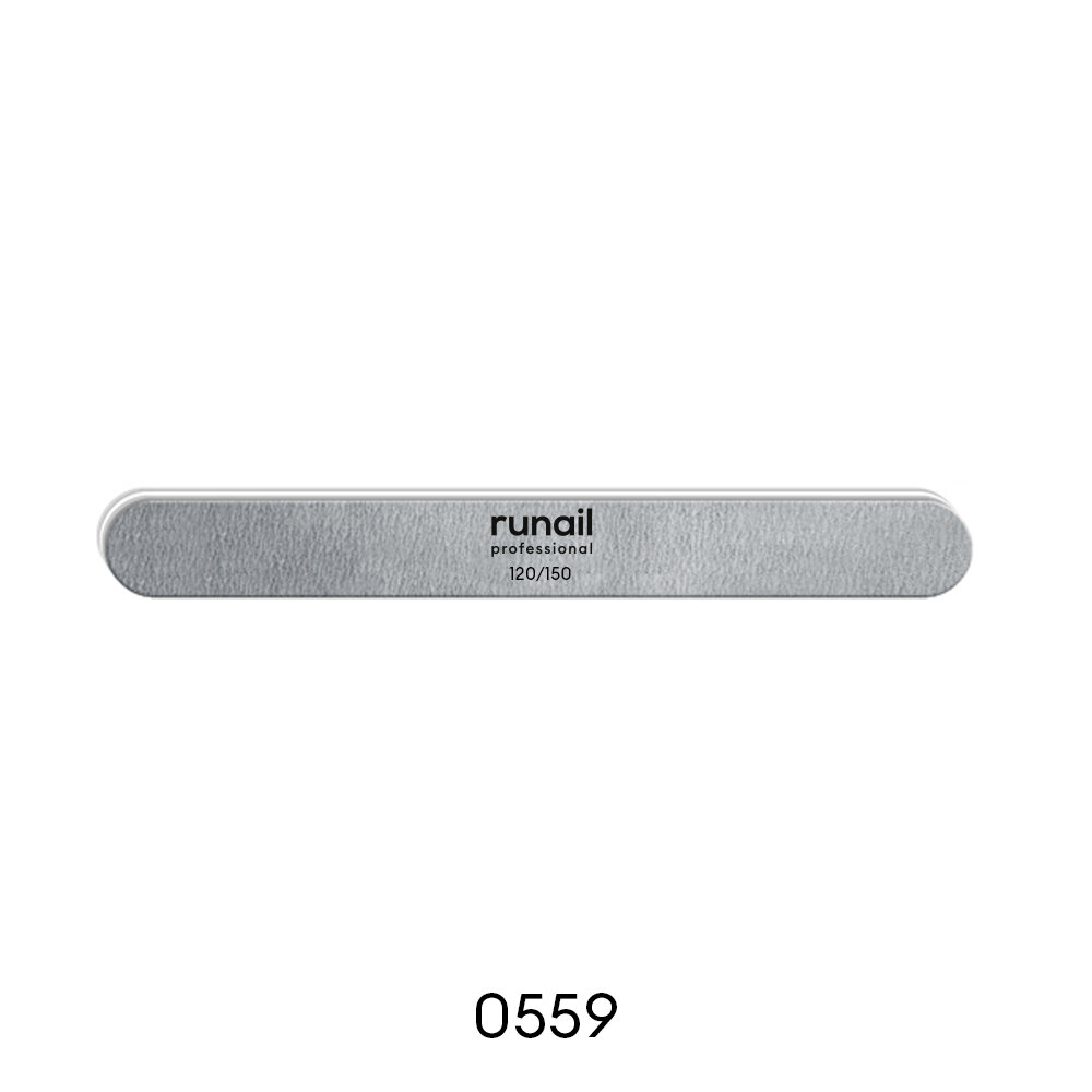 Набор, ruNail, Пилка для искусственных ногтей серая, закругленная, 120/150, 10 шт.