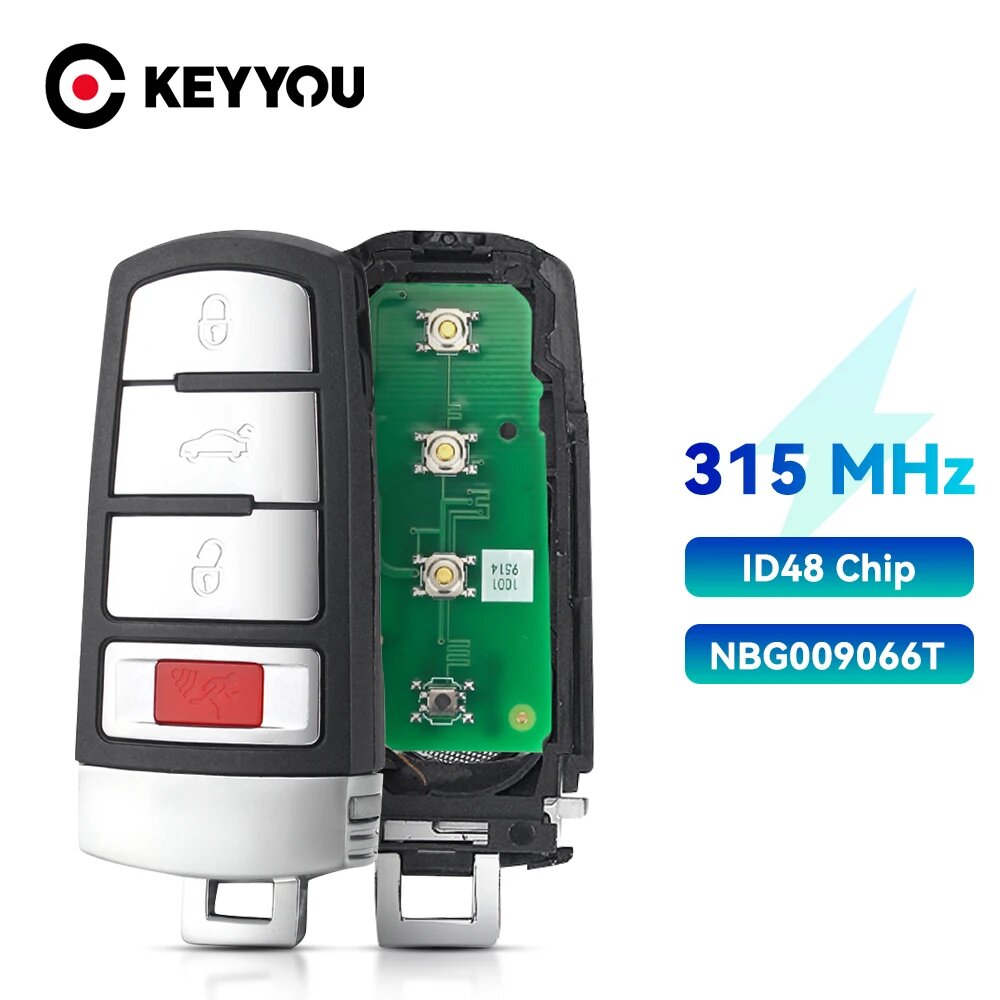KEYYOU Keyless-Go 3 + 1 кнопки ASK 315 МГц дистанционный ключ ID48 чип NBG009066T для 2006-2013 Passat 2009-2015 CC Smart Key