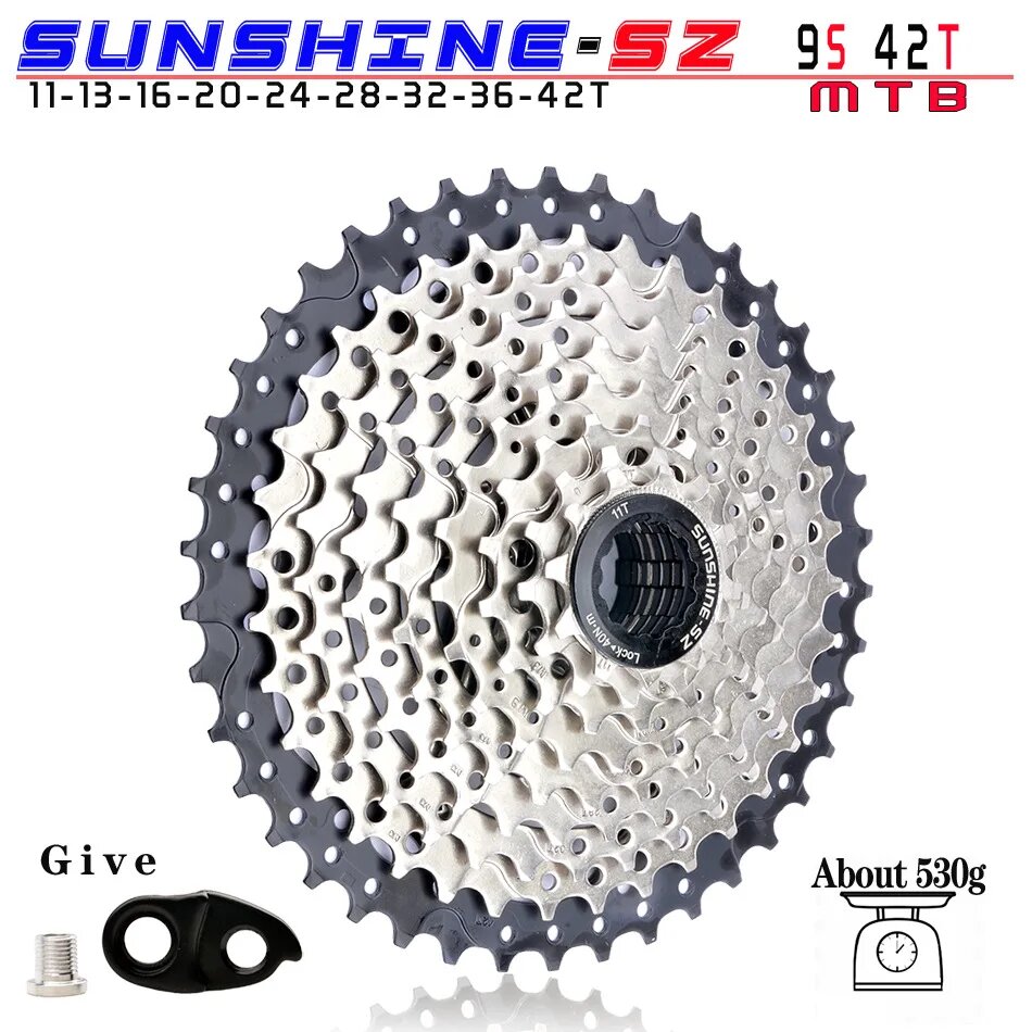 Shimano кассета 8 9 10 11 12 скоростей для горного велосипеда Белый, 9S 11-42T