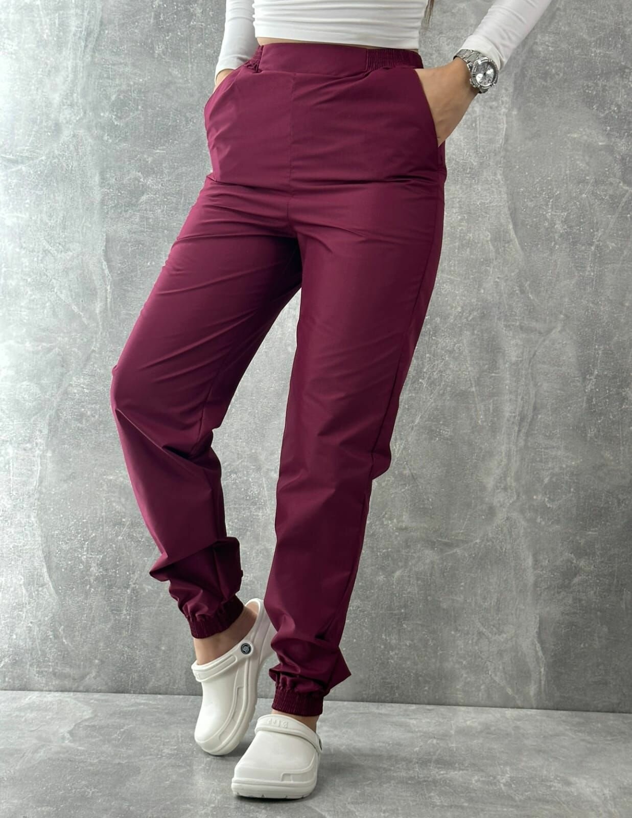 Рабочие брюки SPECMED-ODEGDA, джоггеры, женские, хлопок, полиэстер, бордовые