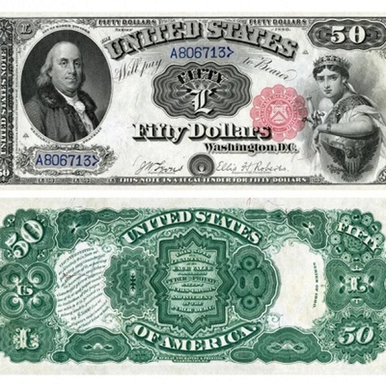 США 50 долларов серия 1863 Вашингтон, сувенирная копия, банкноты и купюры редкие коллекционные