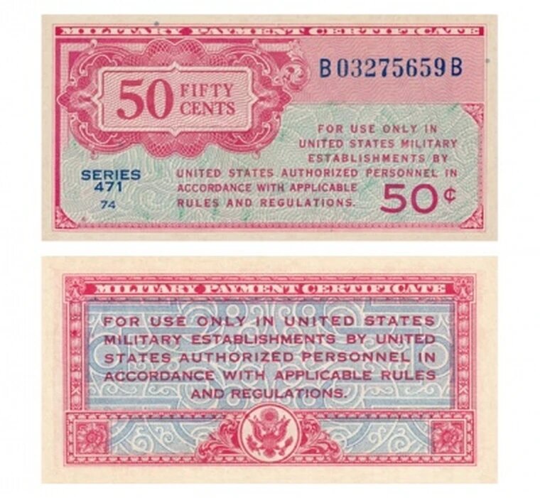 50 центов 1947 США военный платежный сертификат, сувенирная копия, банкноты и купюры редкие коллекционные