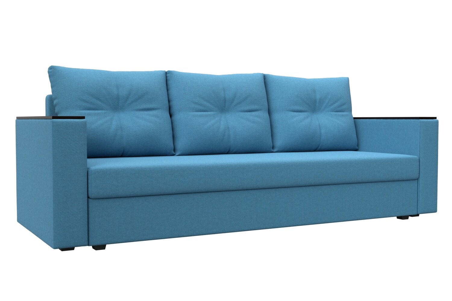 Диван прямой Атланта Лайт без стола, 4-местный, размер: 220х80см, спальное место: 127х190см, рогожка, голубой