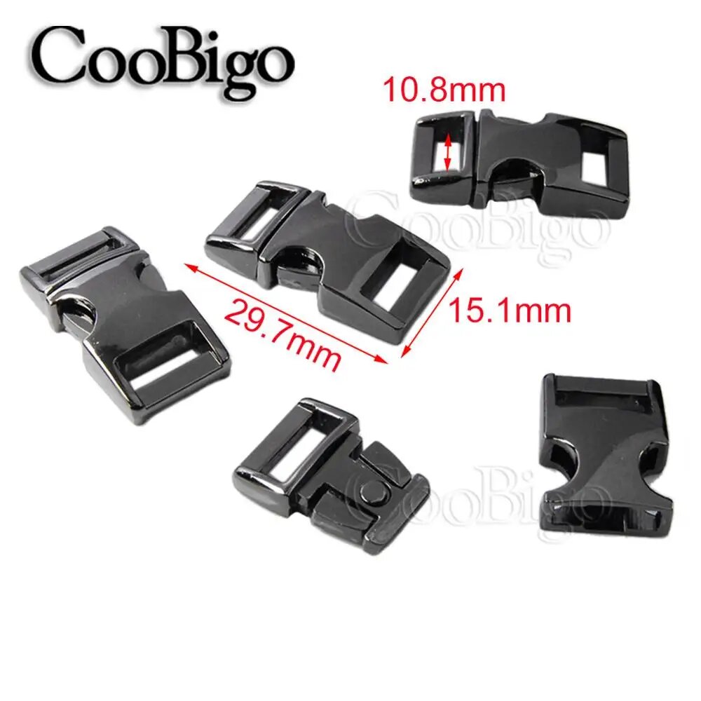 5 шт, металлические пряжки CooBigo 3/8", 10 мм Черный, Gun Black