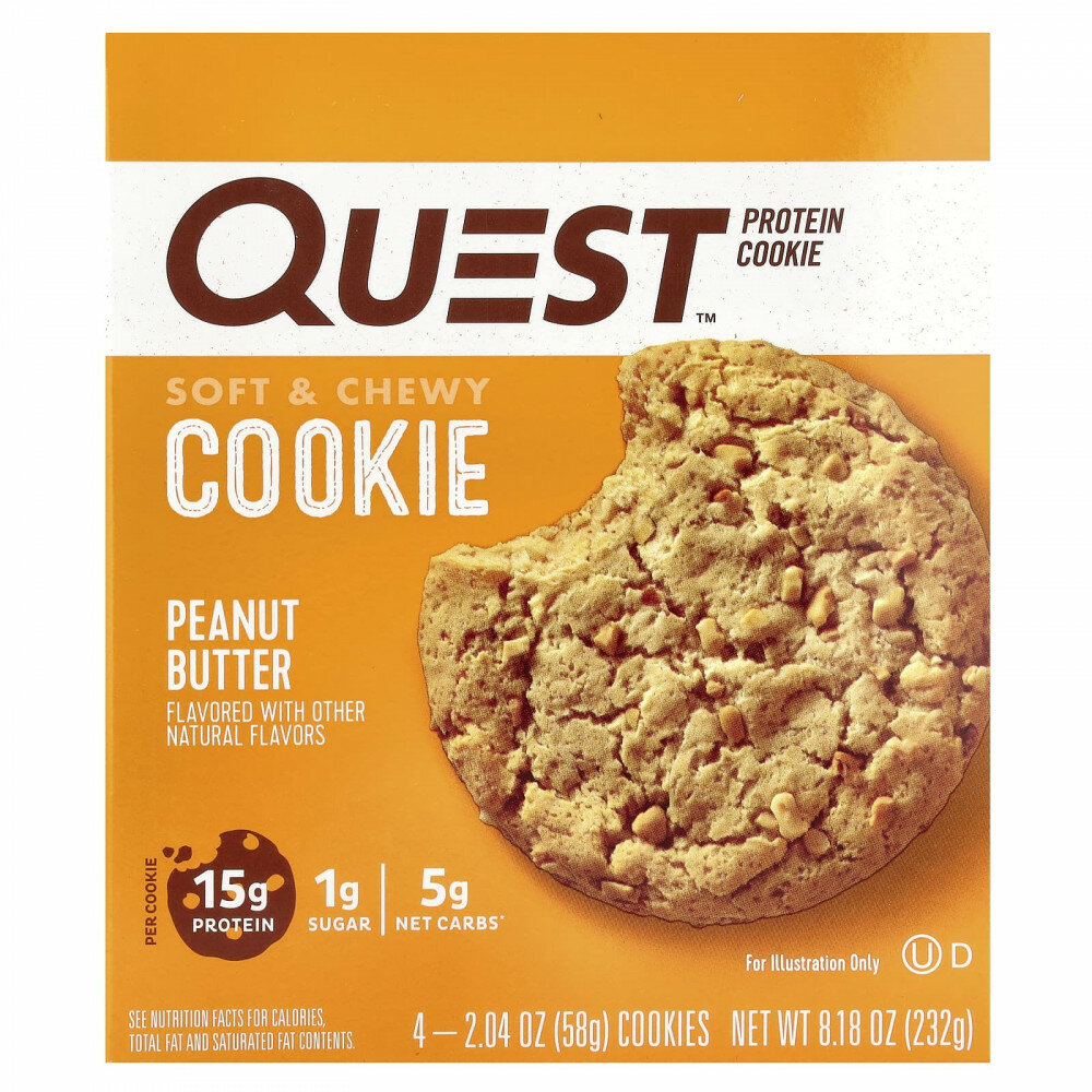 Quest Nutrition, Protein Cookie, арахисовая паста, 4 пакетика по 58 г (2,04 унции)