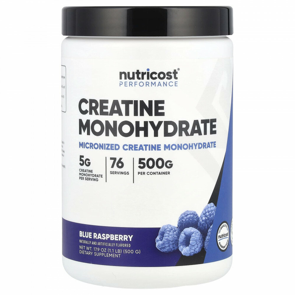 Nutricost, Performance, моногидрат креатина, со вкусом голубой малины, 500 г (17,9 унции)