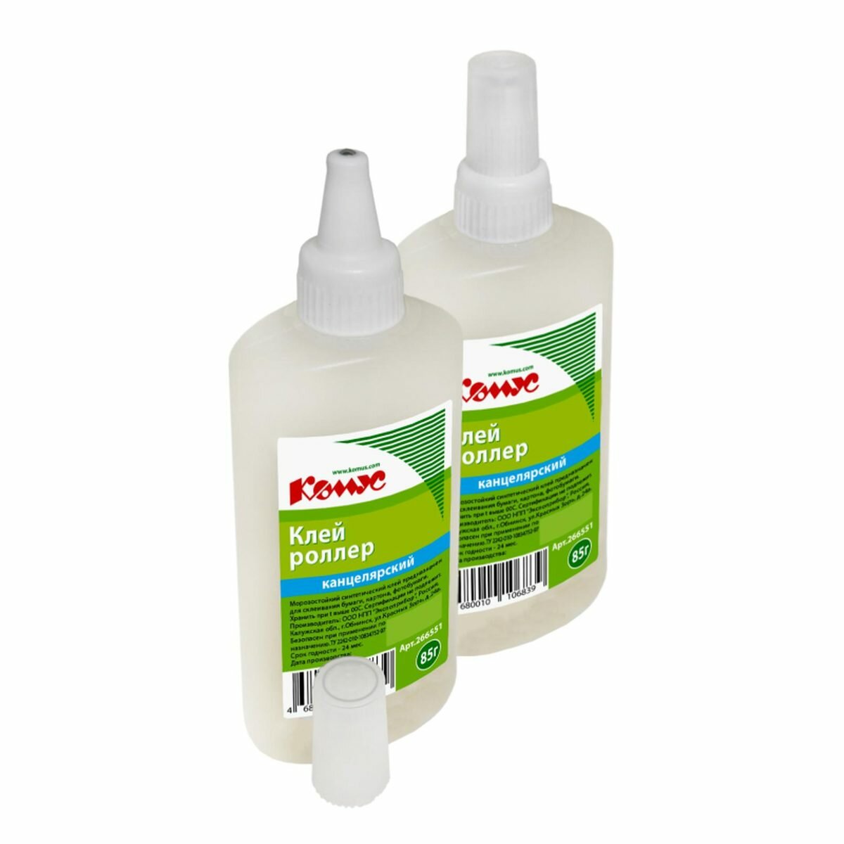 Клей канцелярский жидкий Комус, 85мл, прозрачный роллер (266551), 1шт.