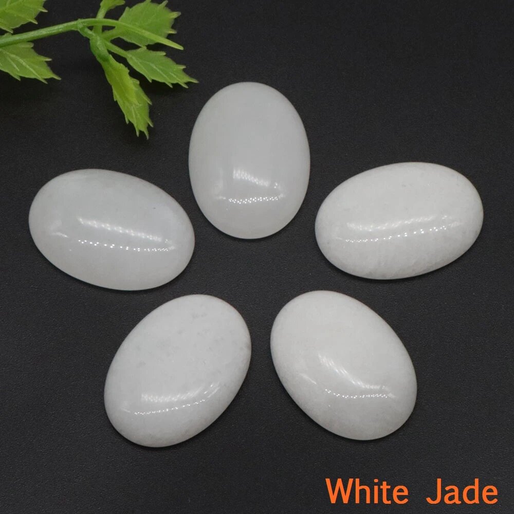 50шт Белые овальные кабошоны White Jade 18x25 мм