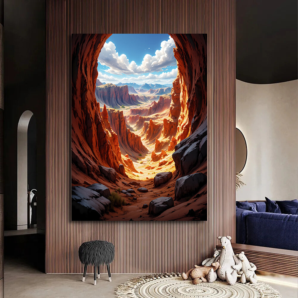 Картина "Горный пейзаж", морской пейзаж, на подрамнике, хлопок, 60 см х 80 см