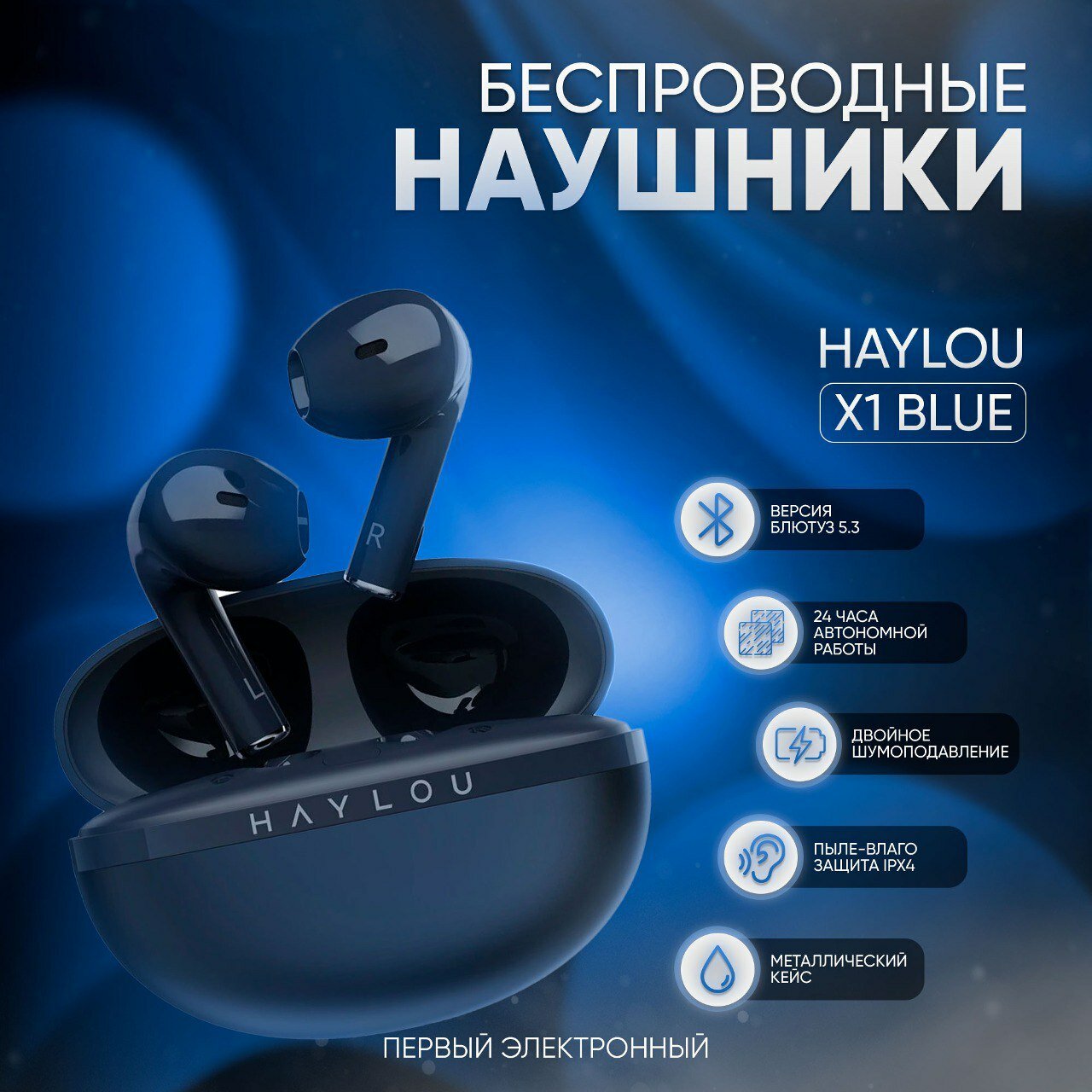 Беспроводные наушники Haylou X1 c двойным шумоподавлением, синие