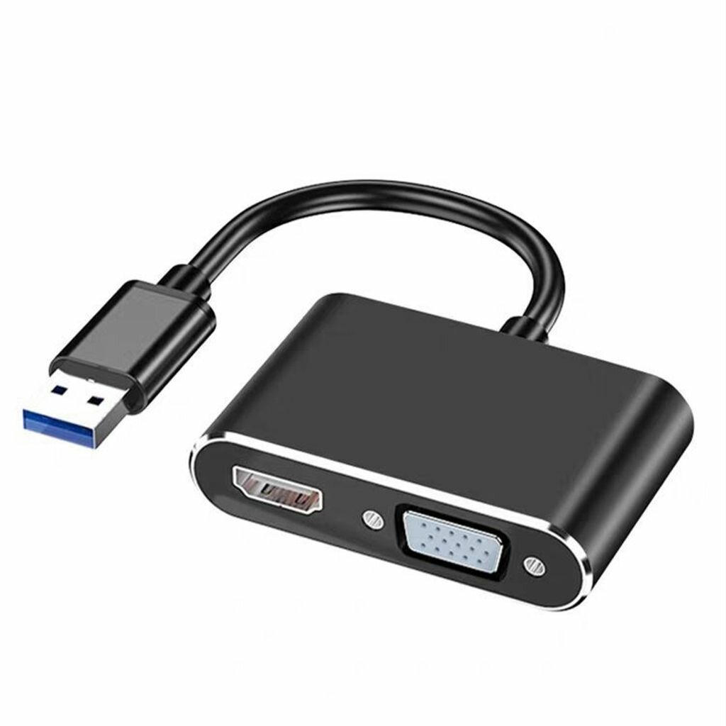 Портативный USB 3.0 на VGA Конвертер для офиса и дома, Черный