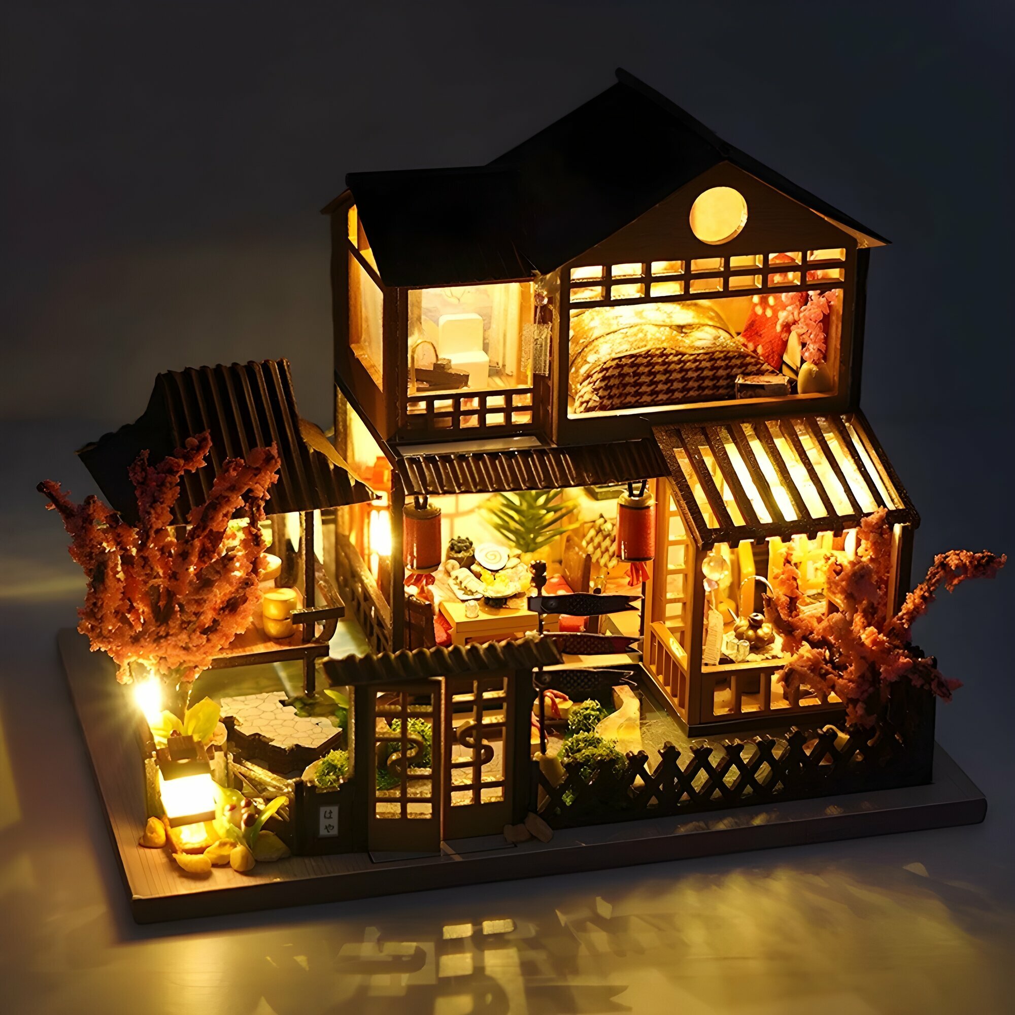 Модель домика DIY TC14 Mini Sakuragi House, гирлянда, сборка вручную, дерево