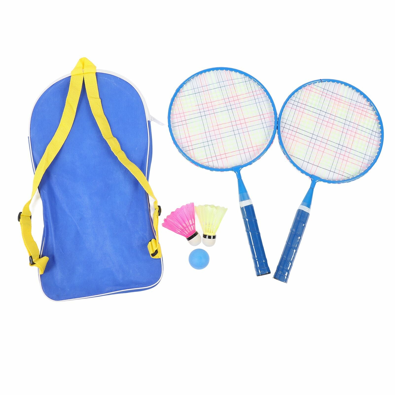 Детский набор ракеток для бадминтона (1 пара с сумкой для переноски), детский набор для игры в бадминтон на открытом воздухе с 2 воланами и мячом для настольного тенниса, синий