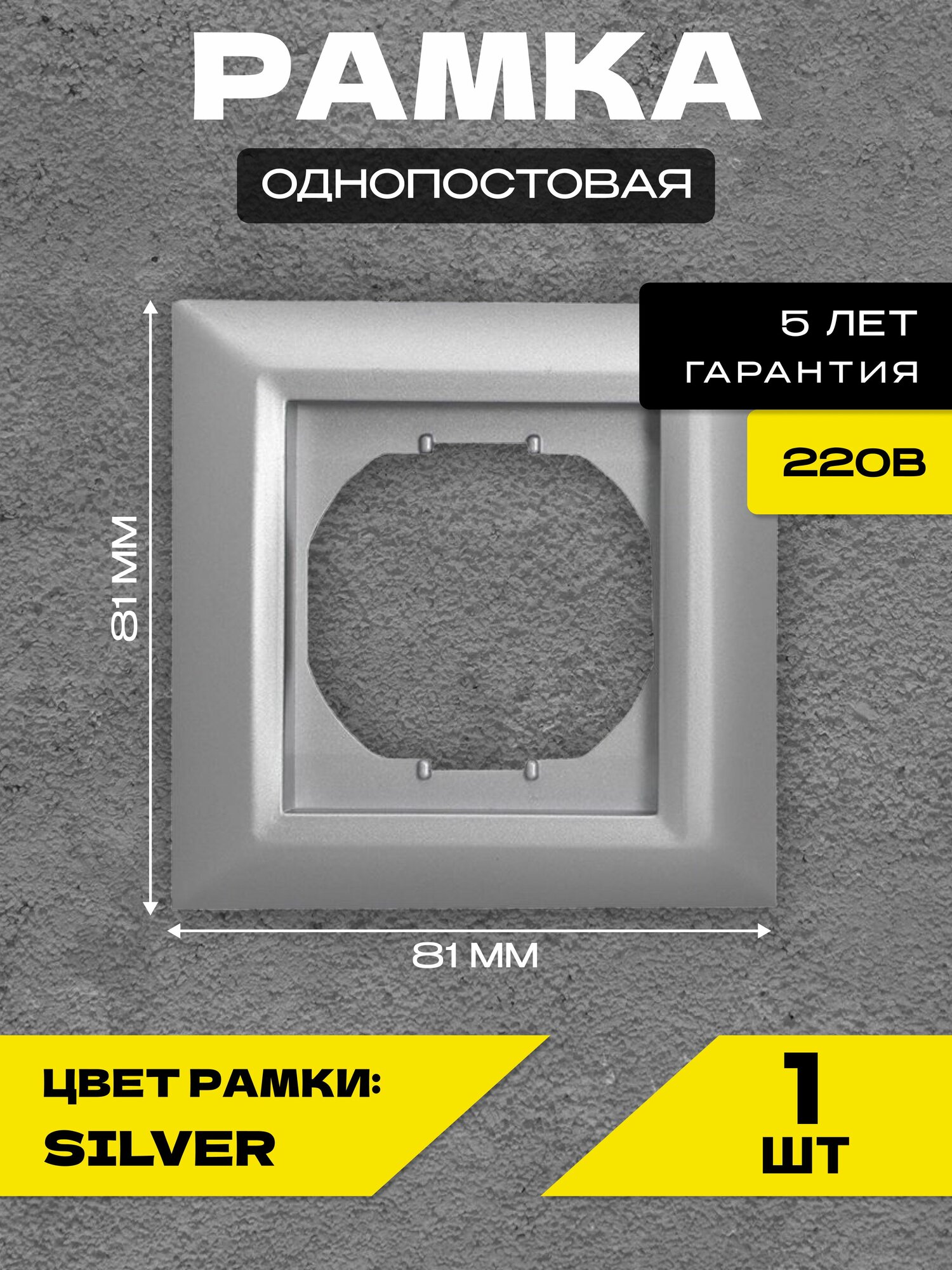 Рамка 1-я серебристая Metronex-Electric Roma Silver