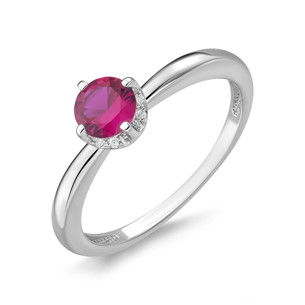 Кольцо тонкое, серебро, 925 проба, родирование, рубин