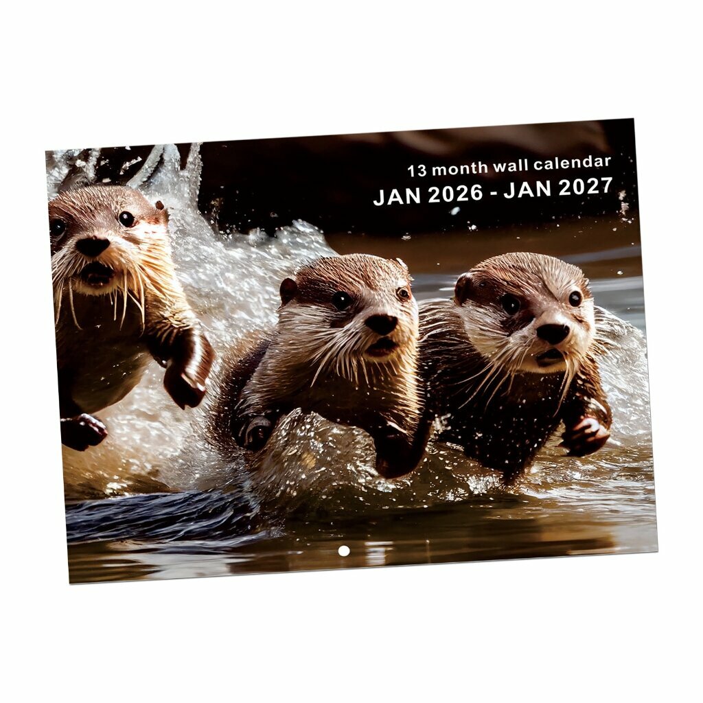Английский Настенный Календарь на тему Выдры на 2026 год