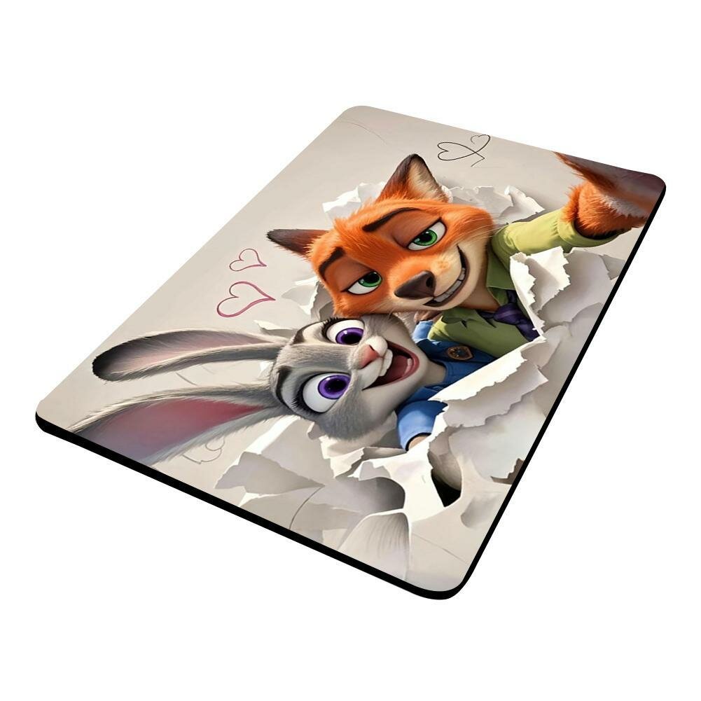 Коврик из диатомита с Ником и Джуди из "Зверополиса" для ванной, впитывающий влагу и антискользящий, легко чистится и украшает интерьер