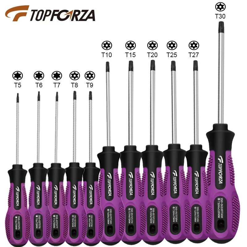 11 шт, Набор отверток Torx T5 T6 T7 T8 T9 T10 T15 T20 T25 T27 T30