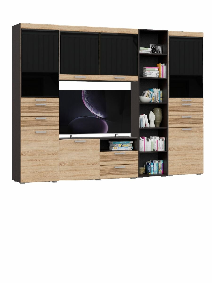 Гостиная Асти Вариант №1 2682х2150х382, Венге/Дуб сонома, МИФ