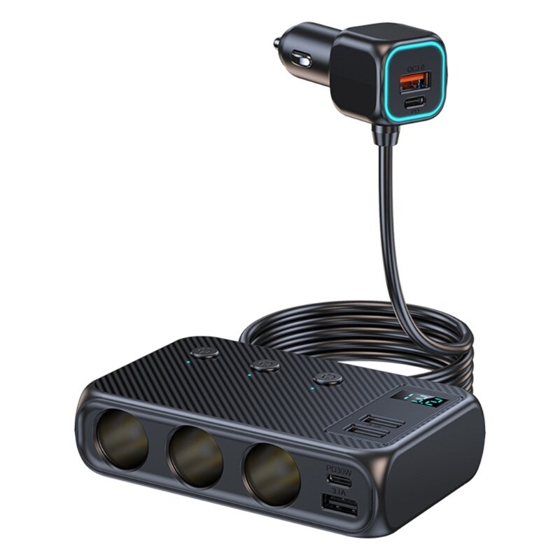 Автомобильный Адаптер Прикуривателя 9 в 1, Разветвители, USB-Зарядное Устройство с Независимыми Переключателями, Быстрая Зарядка для Телефонных Устройств