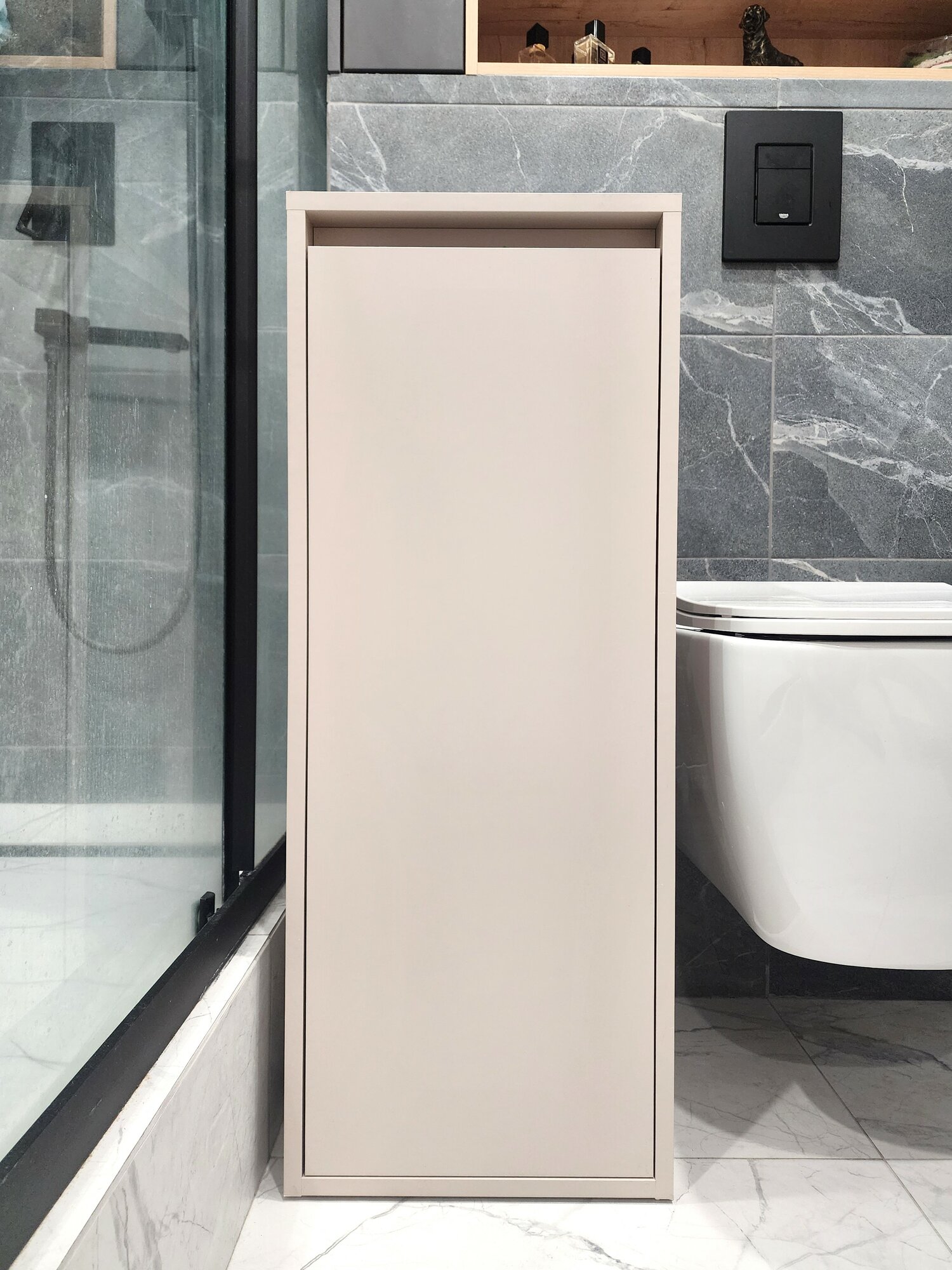 Тумба напольная шкаф-пенал узкий Ш35хВ90хГ30 см Тефия кашемир