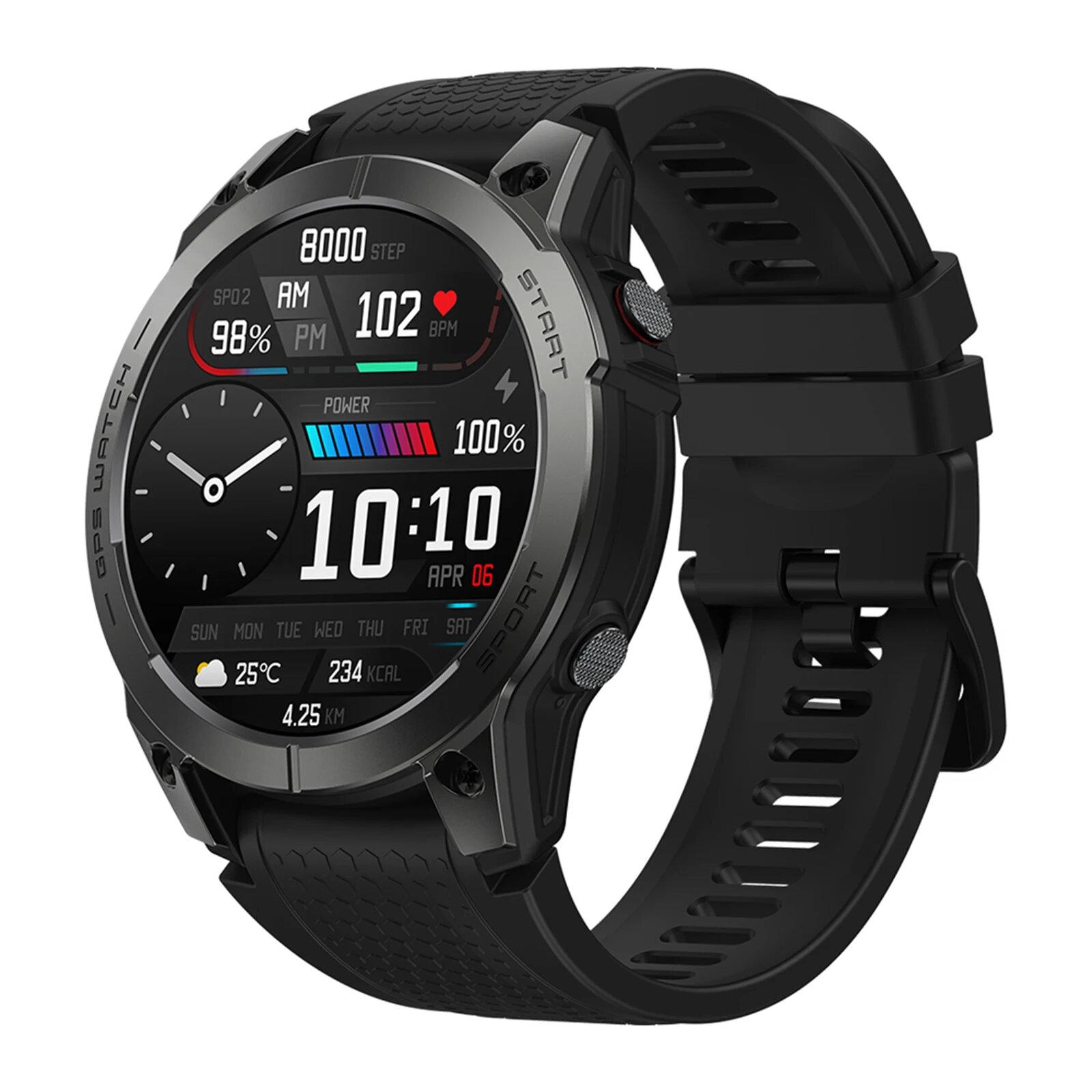 Original Zeblaze Stratos 3 GPS Smartwatch 1.43" AMOLED Screen Bluetooth Phone Call Sleep Heart Rate SpO2 Monitor Smart Watch Men