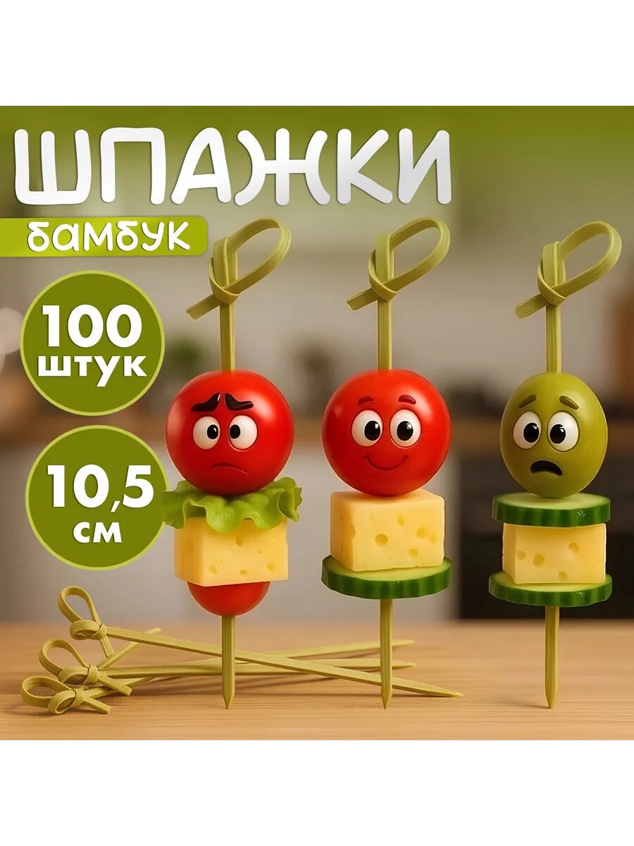 Шпажки для канапе бамбуковые Узелок 10.5 см