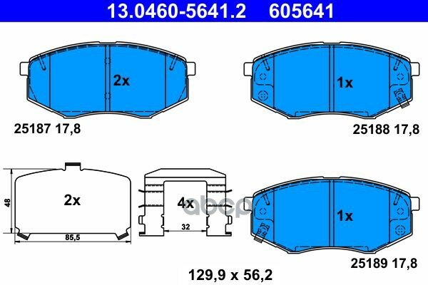 Колодки торм. пер. HYUNDAI ix20 10->/Sonata VI 09-15, KIA Soul II 14-> Ate арт. 13-0460-5641-2
