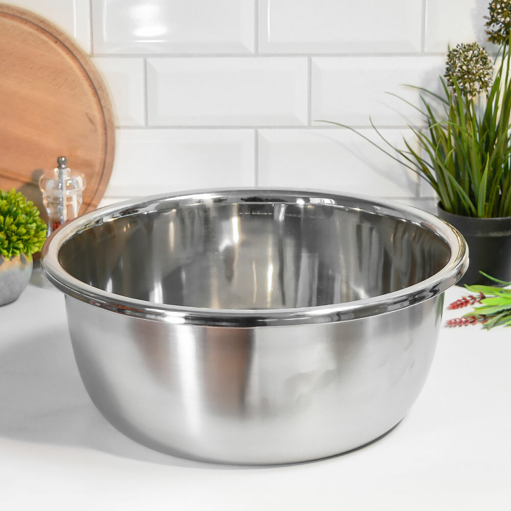 Миска кухонная глубокая из нержавеющей стали, объем 9 л, диаметр 36 см, универсальная для заготовок, "1138A"