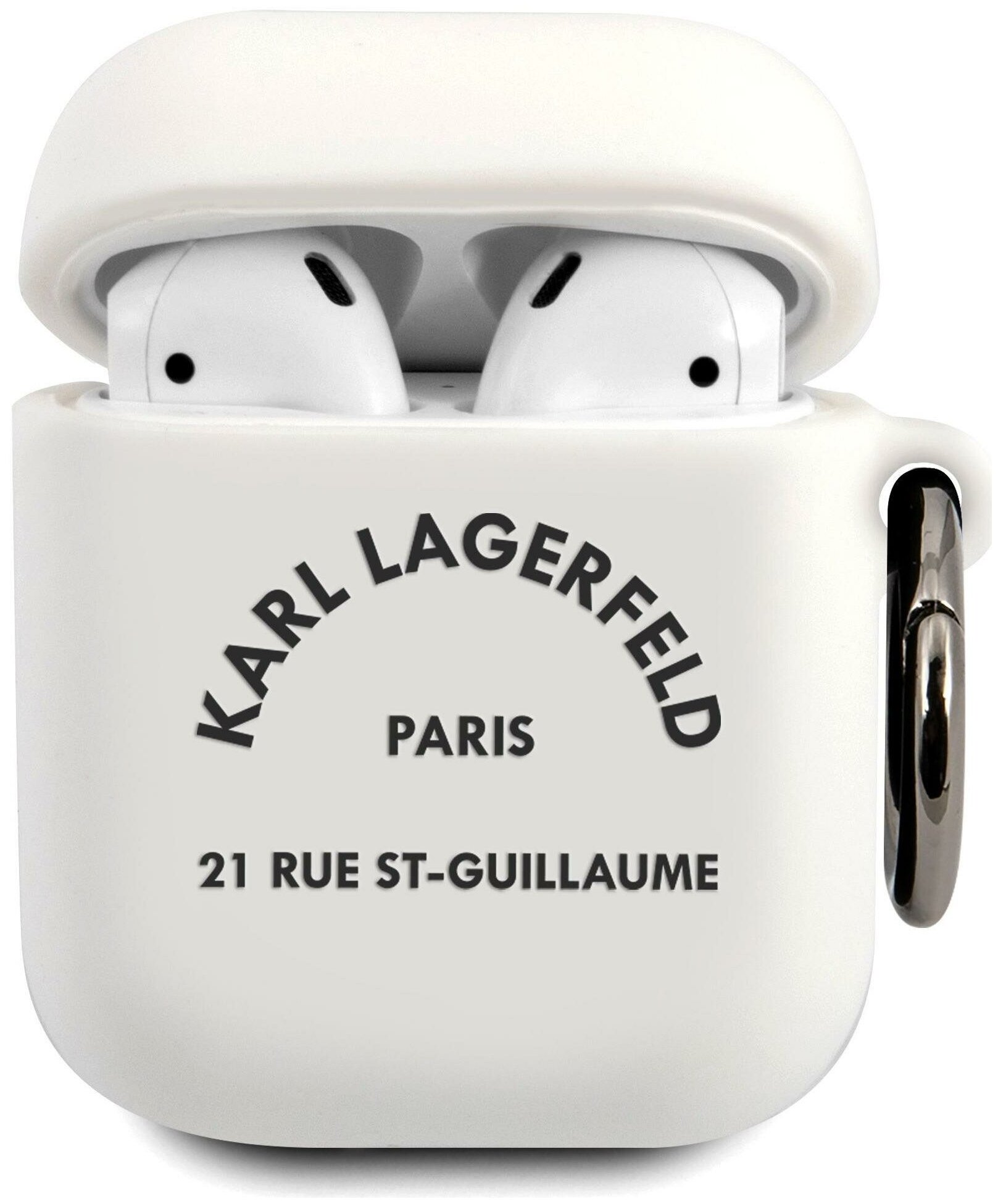 Lagerfeld для Airpods Pro чехол Silicone case with ring RSG logo White