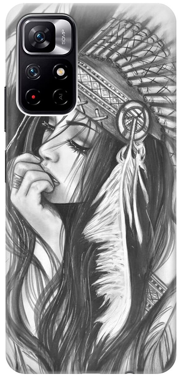 Силиконовый чехол Эскиз девушки на Xiaomi Poco M4 Pro 5G / Сяоми Поко М4 Про