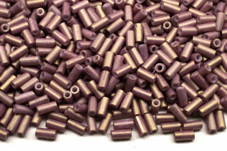 Бисер японский Miyuki Bugle стеклярус 3мм #2034 пыльный розовато-лиловый, матовый непрозрачный, 10 грамм