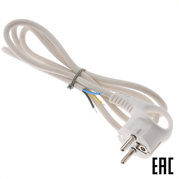 Шнур ПВС-ВП 3х0,75 армированный вилкой с кольцом 1,5м белый ЭРА UX-3x0,75-1.5m-W (3 шт. в комплекте)