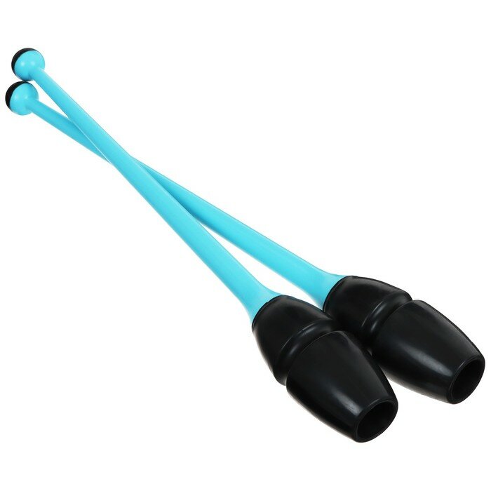 Булавы для художественной гимнастики вставляющиеся Grace Dance, 41 см, цвет голубой/чёрный