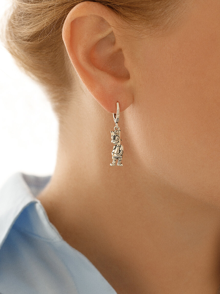 Серьги непарные SILVER24, серебро, 925 проба, чернение, размер 40 мм, , серебристый — фото 1