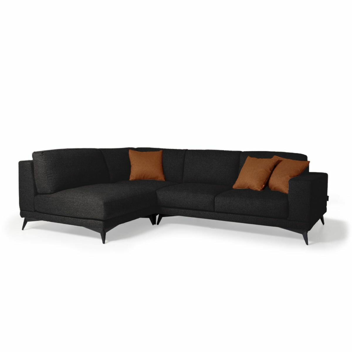 Диван Бергамо левый с оттоманкой со спинкой в ппремиальном велюре 2,55м/38