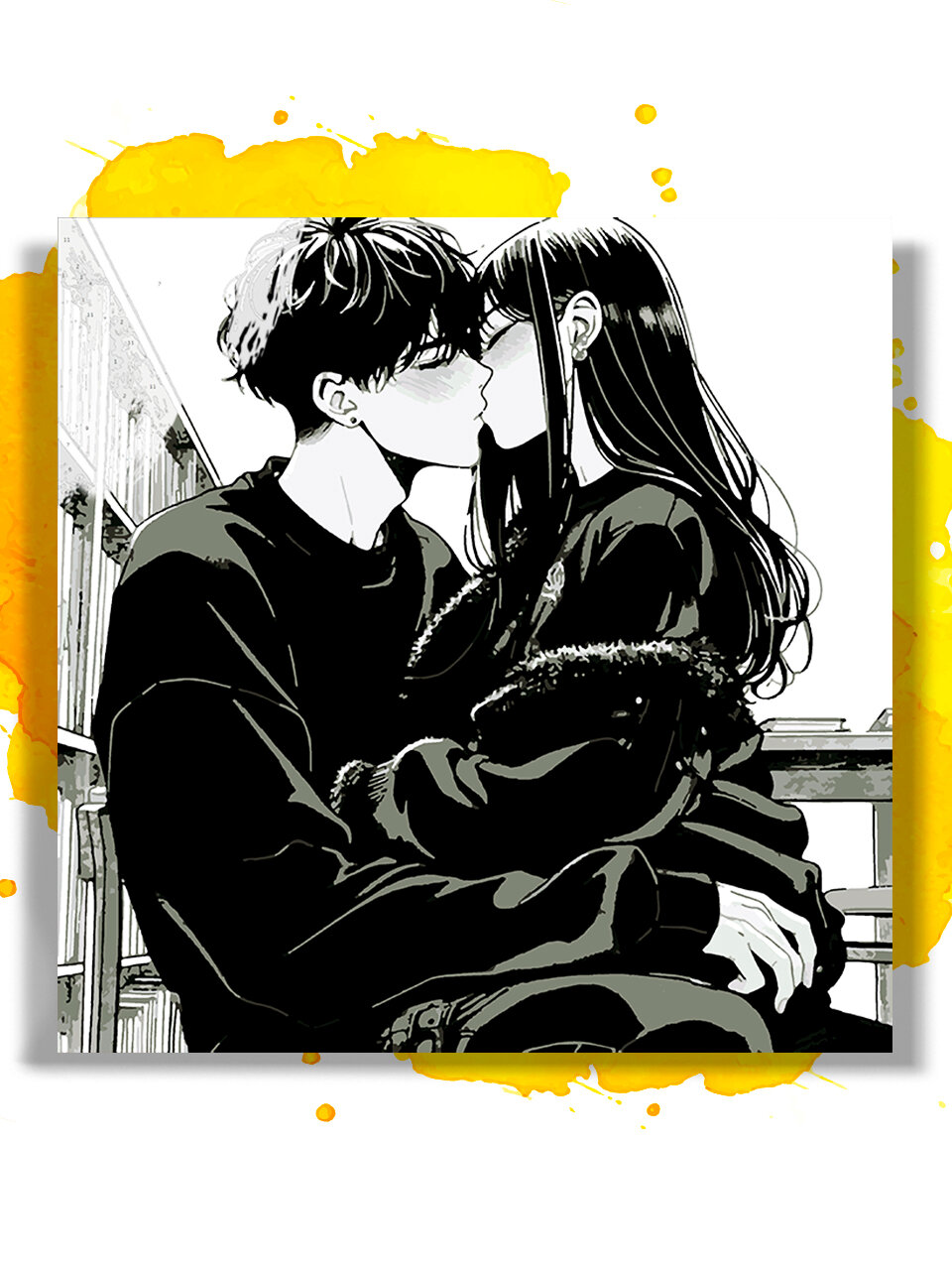 Картина по номерам на холсте Поцелуй манга, 40 х 40 см