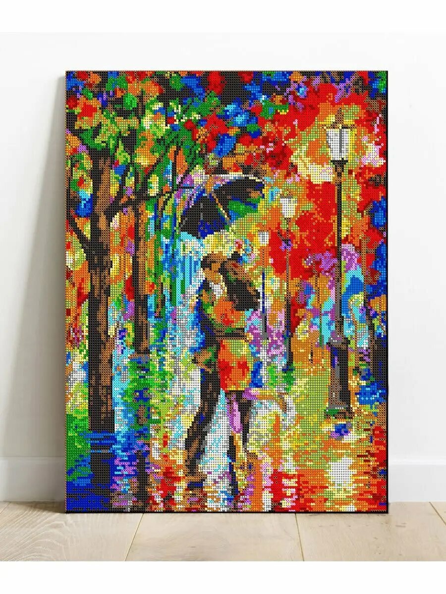 Алмазная мозаика Вышивка оптом "Под дождем", подрамник, круглая форма, 43,5x55 см