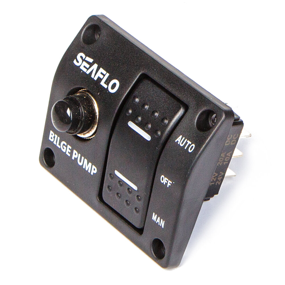 Панель с трехпозиционным переключателем SeaFlo, 12V/24V, 15A, 75x63мм