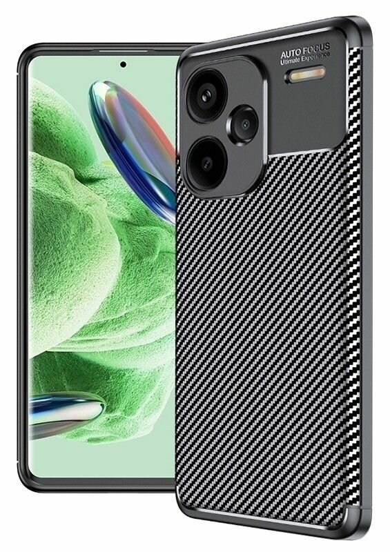 Чехол на Xiaomi Redmi Note 13 Pro Plus (Note 13 Pro+ 5G) силиконовый под карбон чёрный
