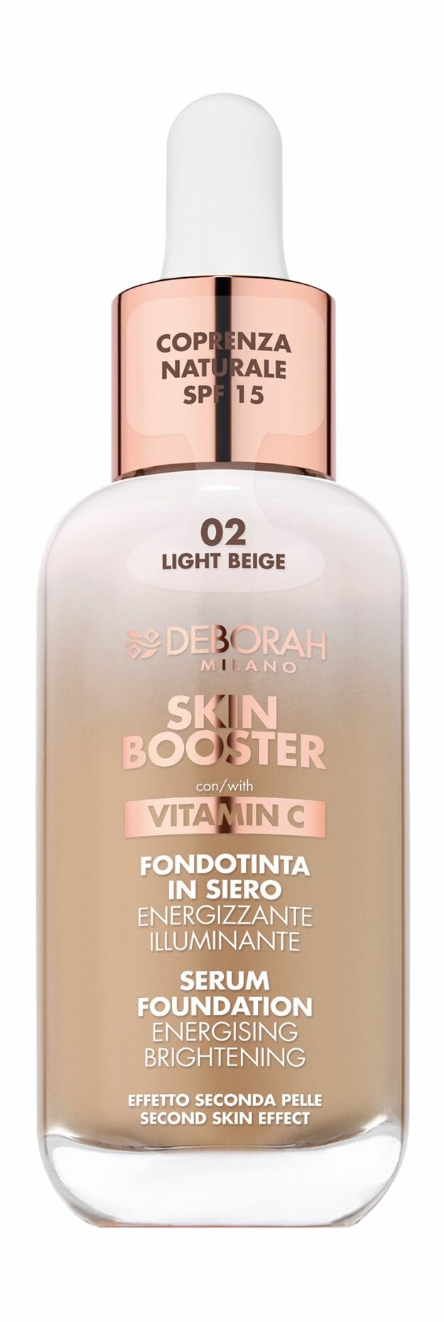 DEBORAH MILANO Тональная основа-сыворотка Skin Booster Serum, 30 мл, 2 Светлый бежевый