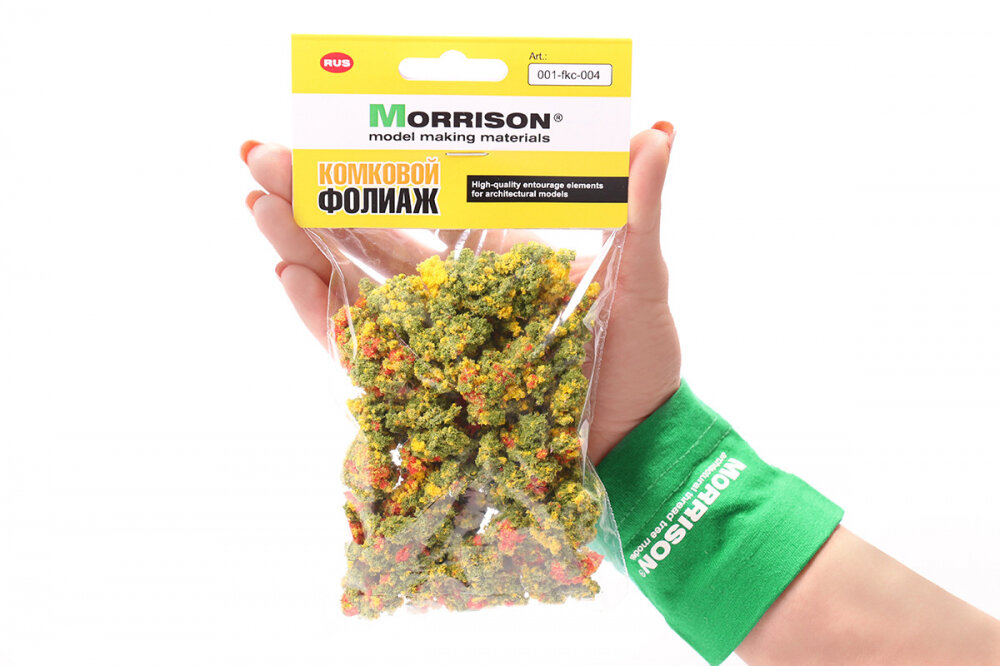 Комковой фолиаж. Красно-желтые цветы для макета.