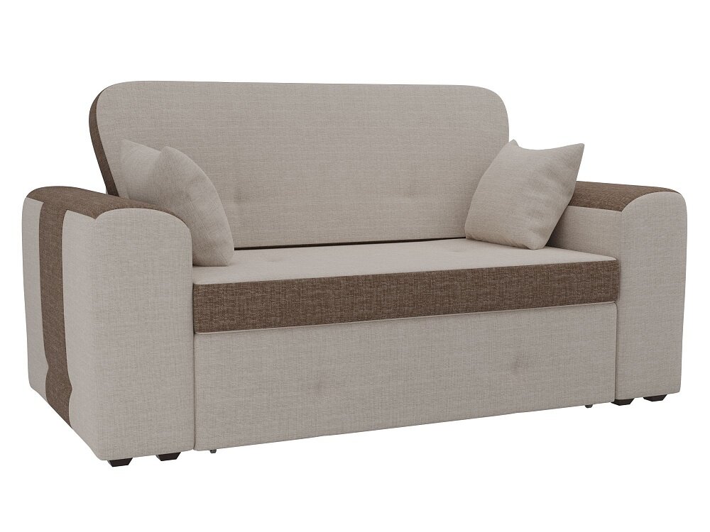 Детский диван Форте Бежево-Коричневый Рогожка, выкатной, 170х97х95 см, с ящиком для белья