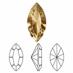 Ювелирный кристалл Swarovski, Челнок (#4228), 8х4мм, Золотистая дымка, с фольгой, 5 шт.