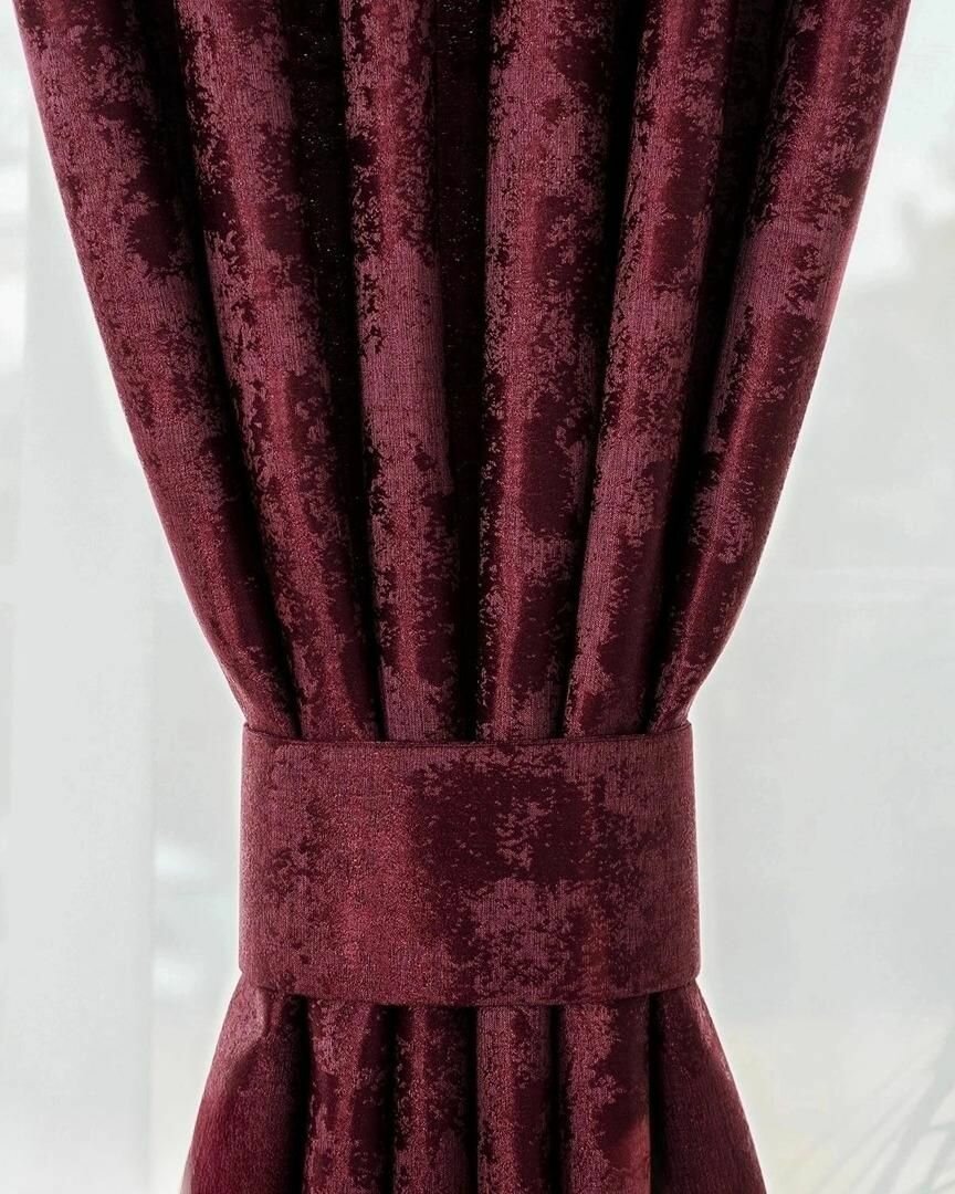 Шторы "Мрамор", плотные, хлопковые, светонепроницаемые, 3 м x 2,75 м, крепление на ленте — фото 1