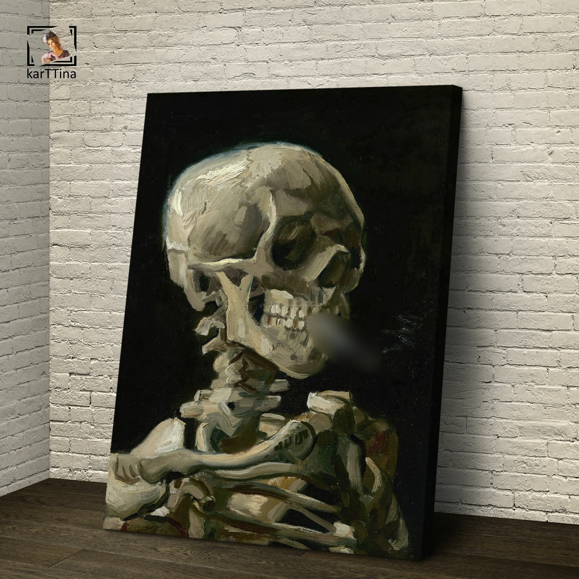 Ван Гог - Череп с сигаретой, репродукция 50х70 см