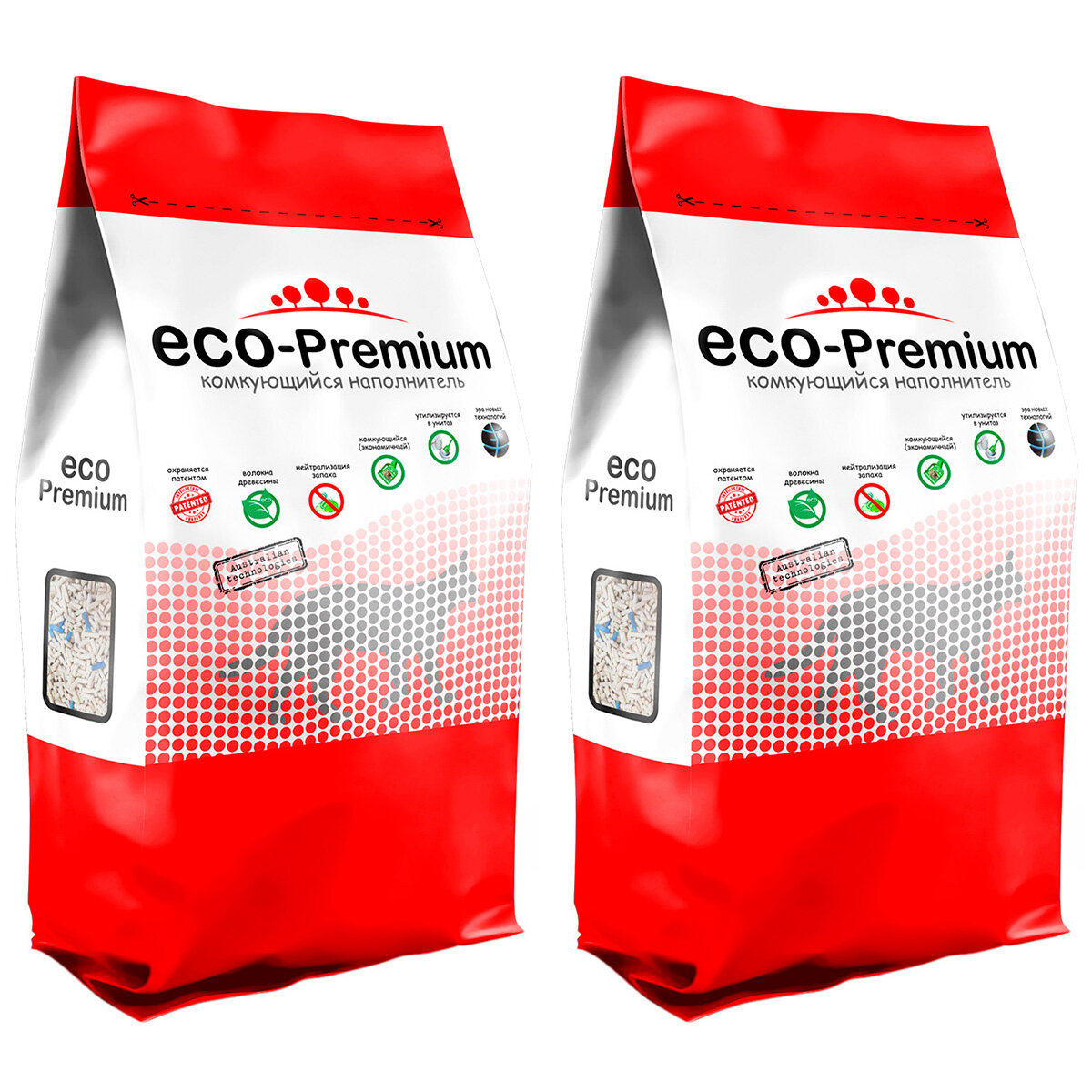ECO-PREMIUM BLUE наполнитель древесный комкующийся для туалета кошек без запаха синий (7,6 + 7,6 кг)