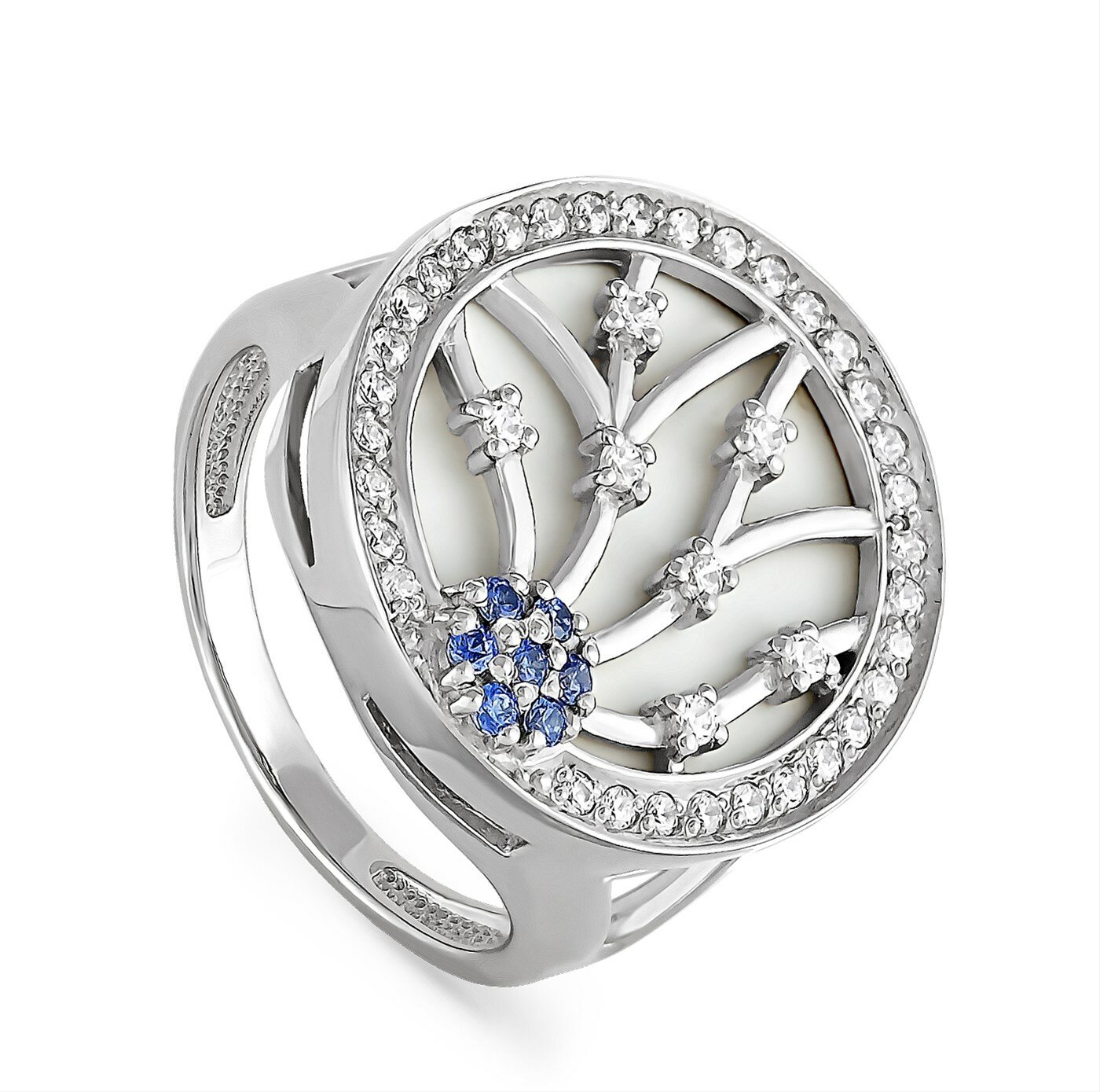 Кольцо, серебро, 925 проба, фианит