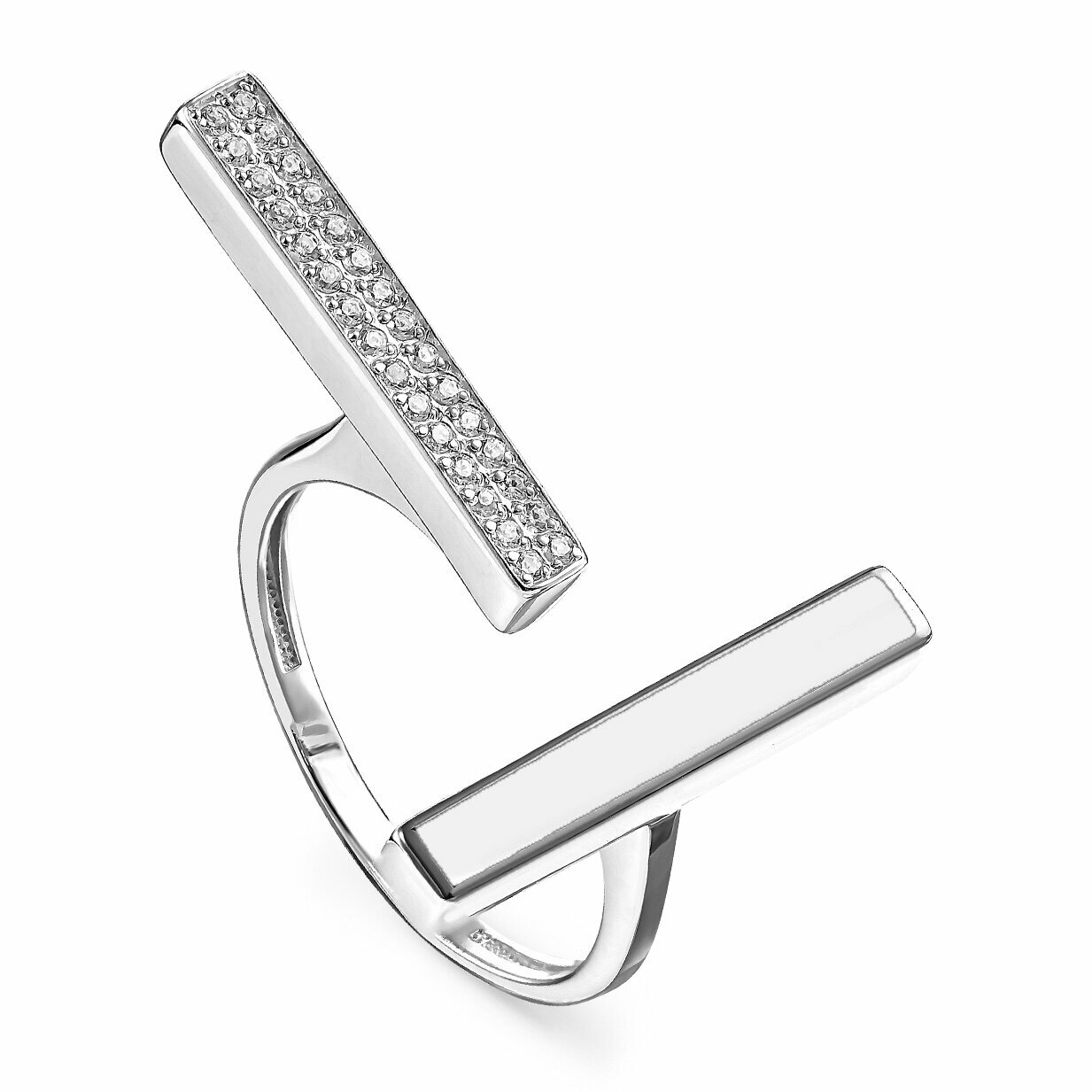 Кольцо тонкое, серебро, 925 проба, фианит